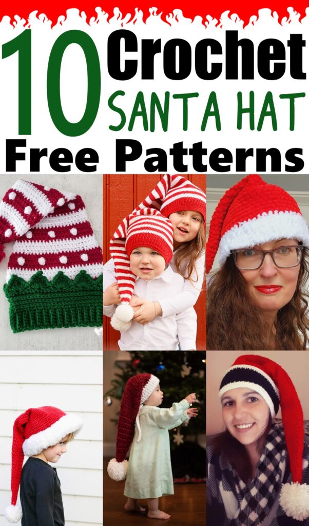 10 Free Crochet Santa Hat Patterns For Holiday Season - Clairea Belle Makes