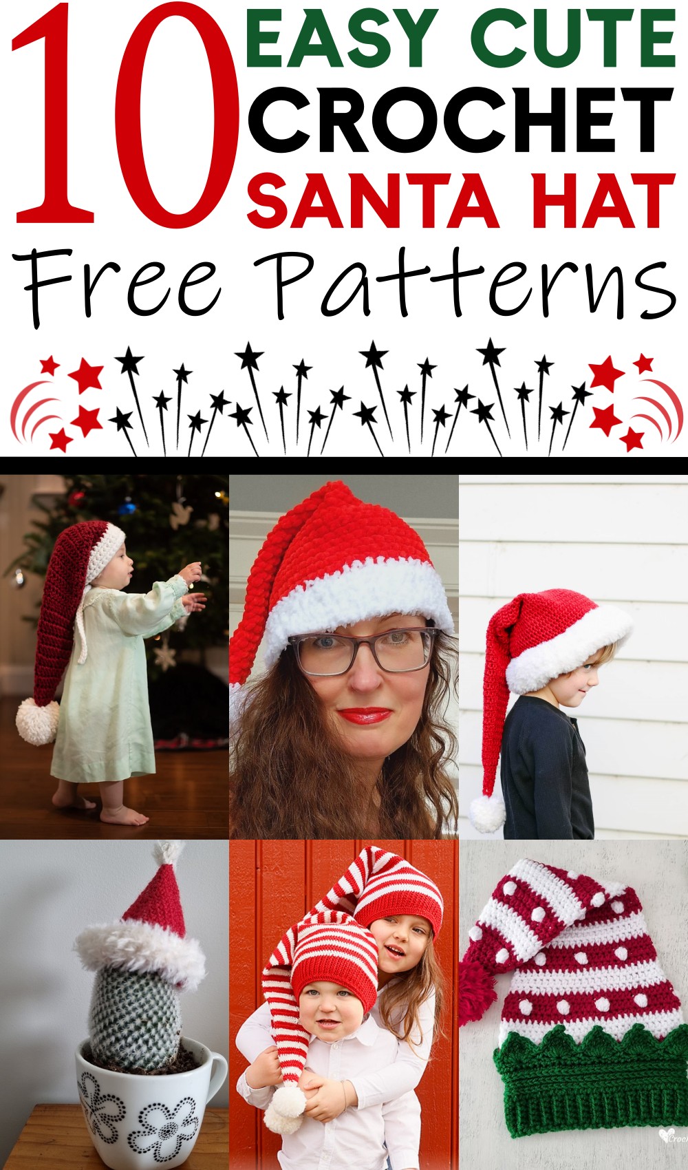 10 Free Crochet Santa Hat Patterns For Holiday Season - Clairea Belle Makes