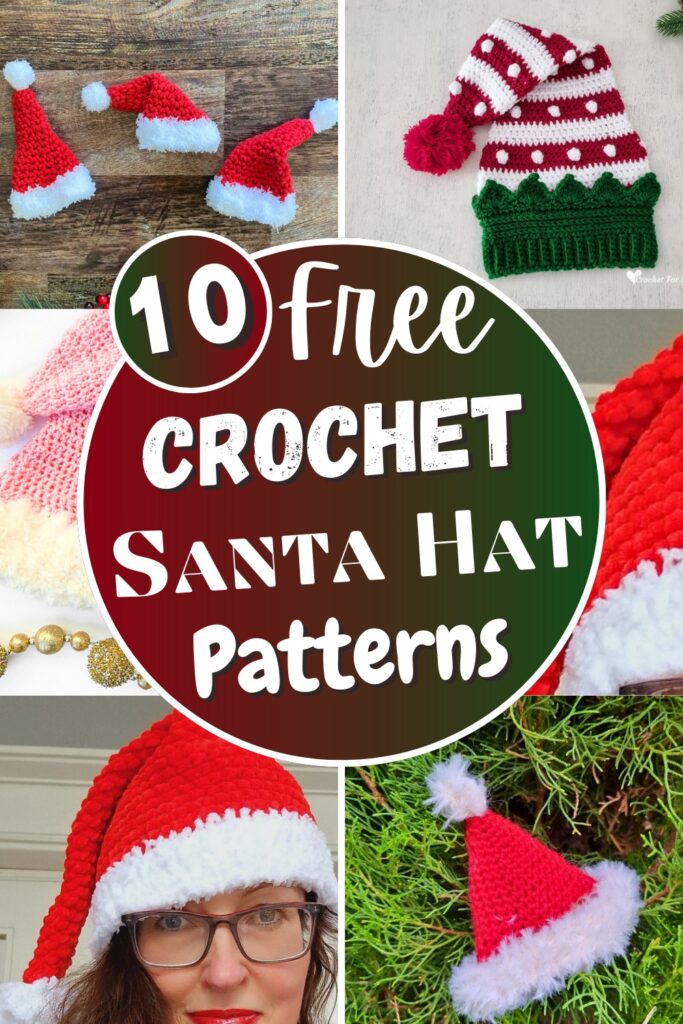 10 Free Crochet Santa Hat Patterns For Holiday Season - Clairea Belle Makes