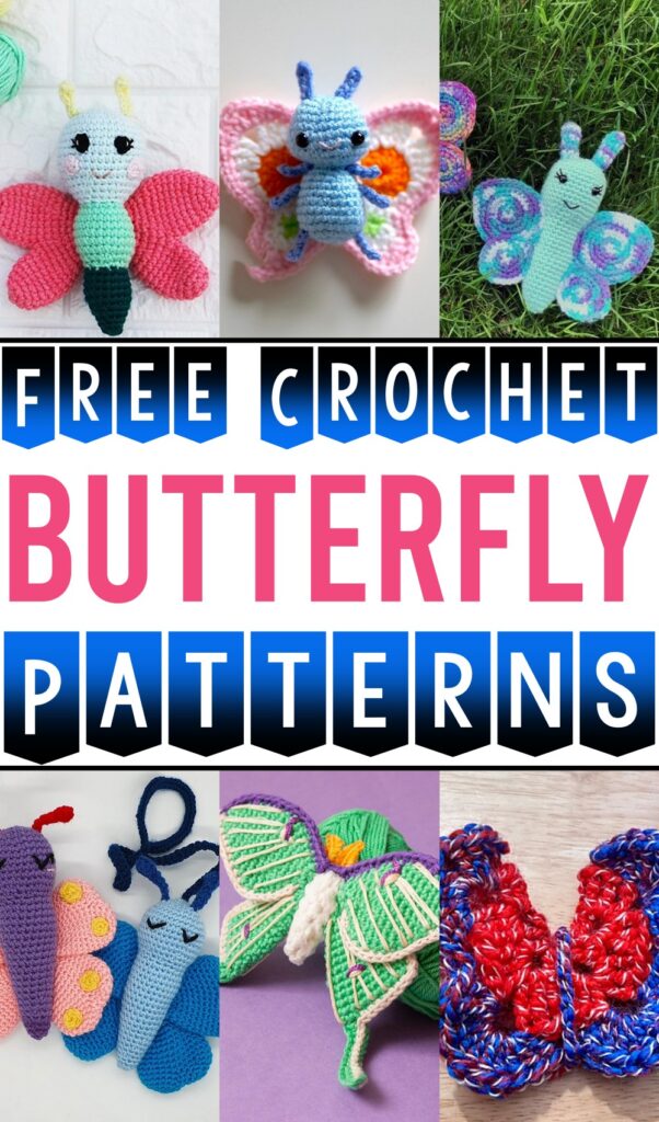 7 Free Crochet Butterfly Patterns Spring Decorations - Clairea Belle Makes