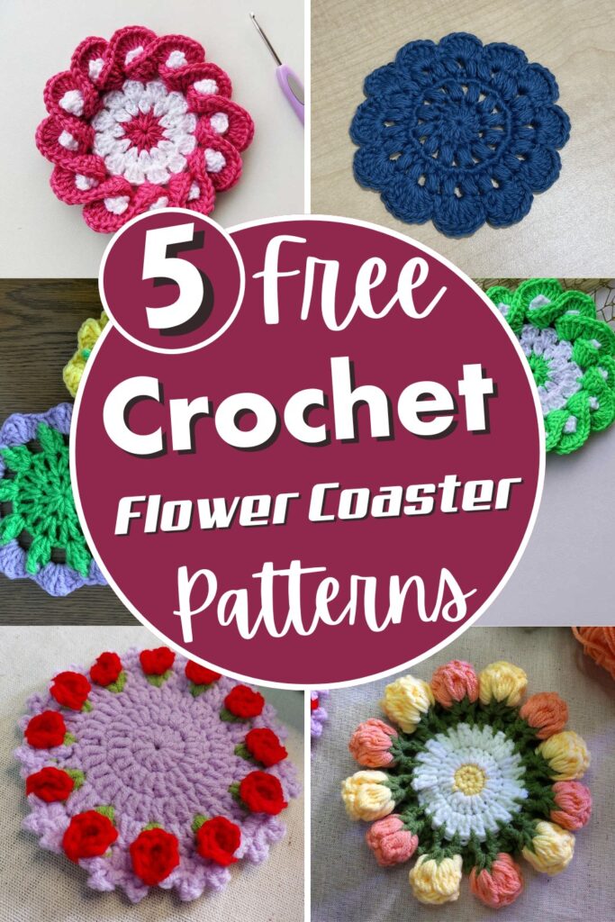 5 Free & Adorable Crochet Flower Coaster Patterns - Clairea Belle Makes