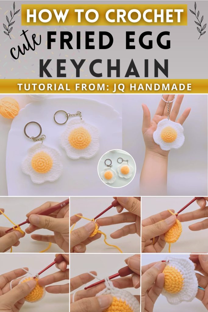 Crochet Fried Egg Keychain Pattern For Sunny Side Up Charm - Clairea ...