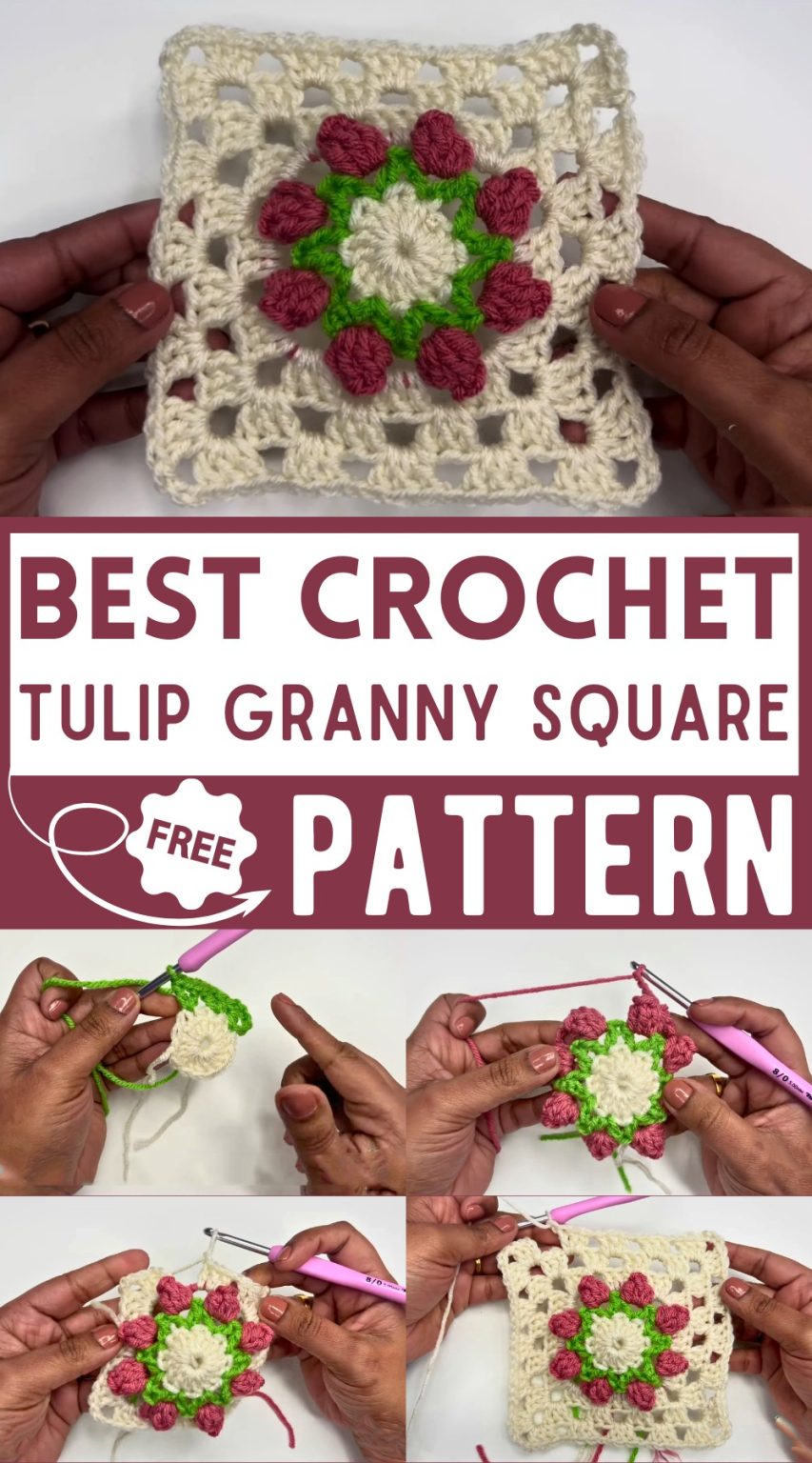 Crochet Tulip Granny Square Pattern Pattern - Clairea Belle Makes