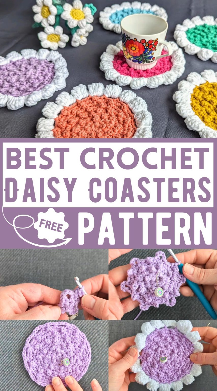 Crochet Stunning Daisy Coasters Pattern Free - Clairea Belle Makes