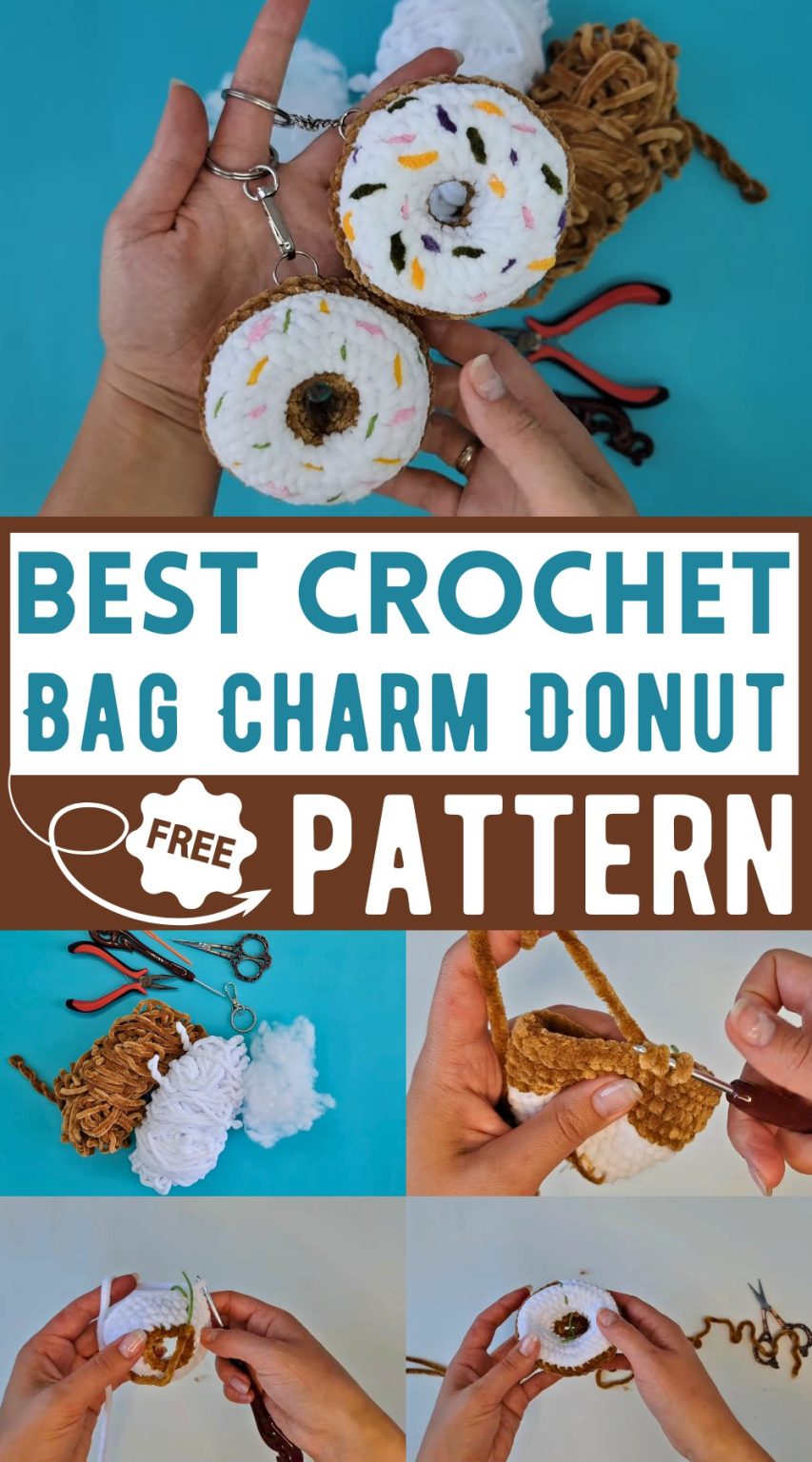 Super Quick Crochet Donut Bag Charm Pattern - Clairea Belle Makes