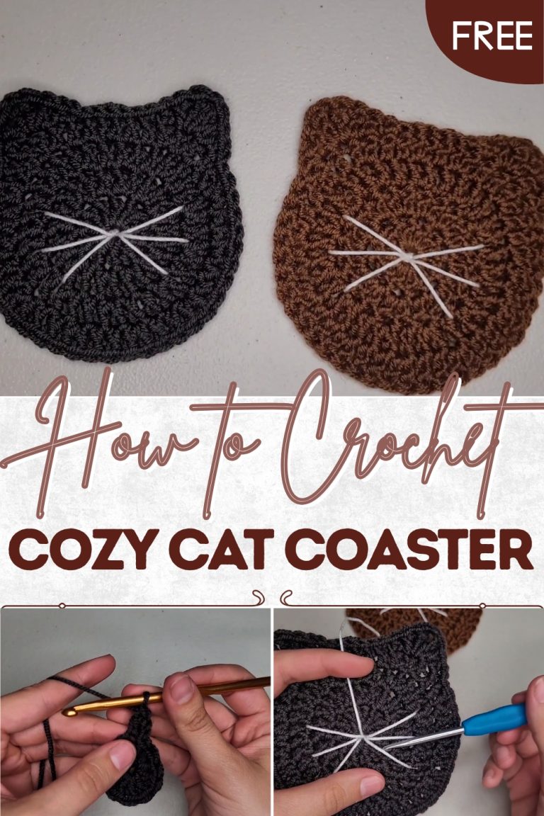 Luxurious Crochet Cat Coaster with Handmade Charm - Clairea Belle Makes