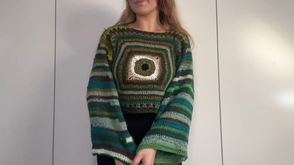 Bold Crochet Sweater with An Eye Pattern for A Statement Look - Clairea ...
